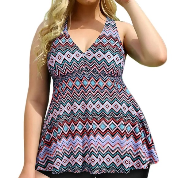 Pierre Noire | Swim | Womens Plus Size V Neck Flowy Tankini Swimsuits ...